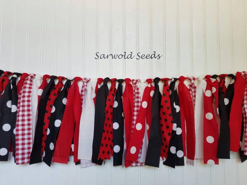 Lady Bug Fabric Banner Black Red and White Banner Highchair - Etsy