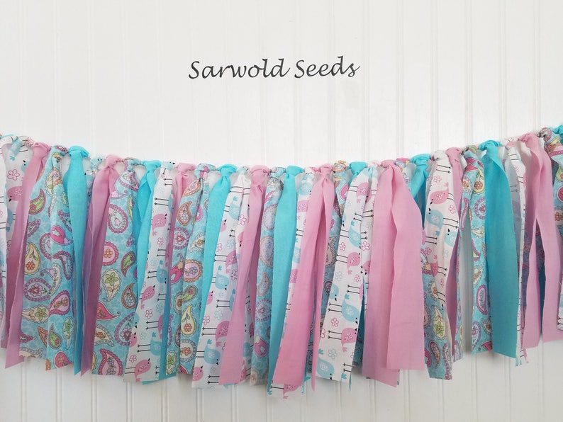 Little Birds, Pink, Aqua, Blue, Fabric Banner, Birthday, Highchair ...