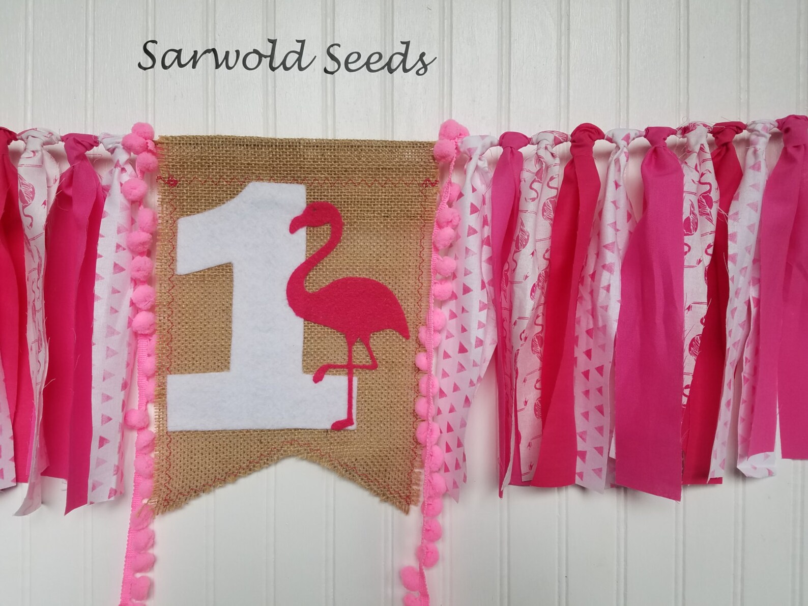 Flamingo Fabric Banner Birthday Highchair Cake Smash Photo - Etsy