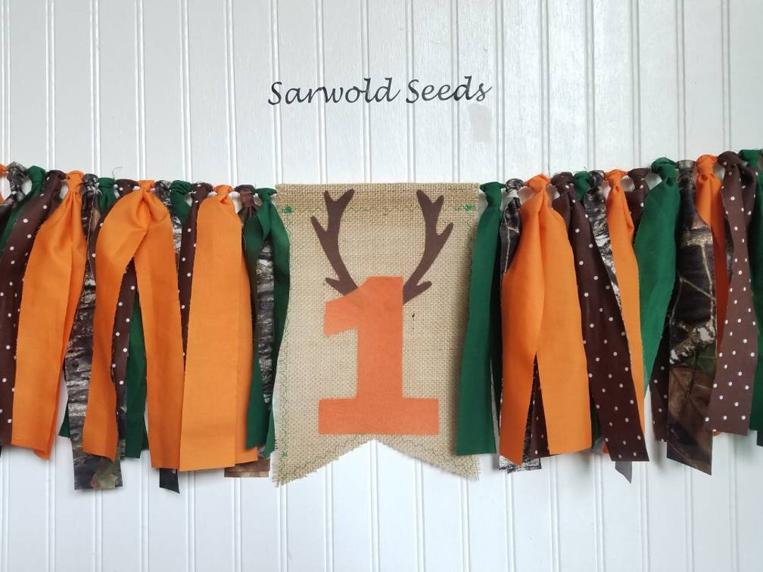 Deer Birthday Banner, Camo Banner, Hunting Birthday Banner, Fabric ...