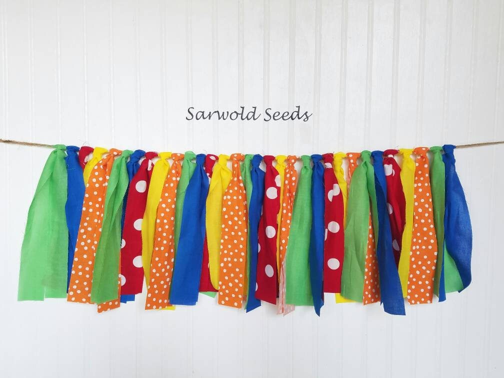 Primary Color (lime Green) Fabric Banner, Highchair, Birthday, Cake ...