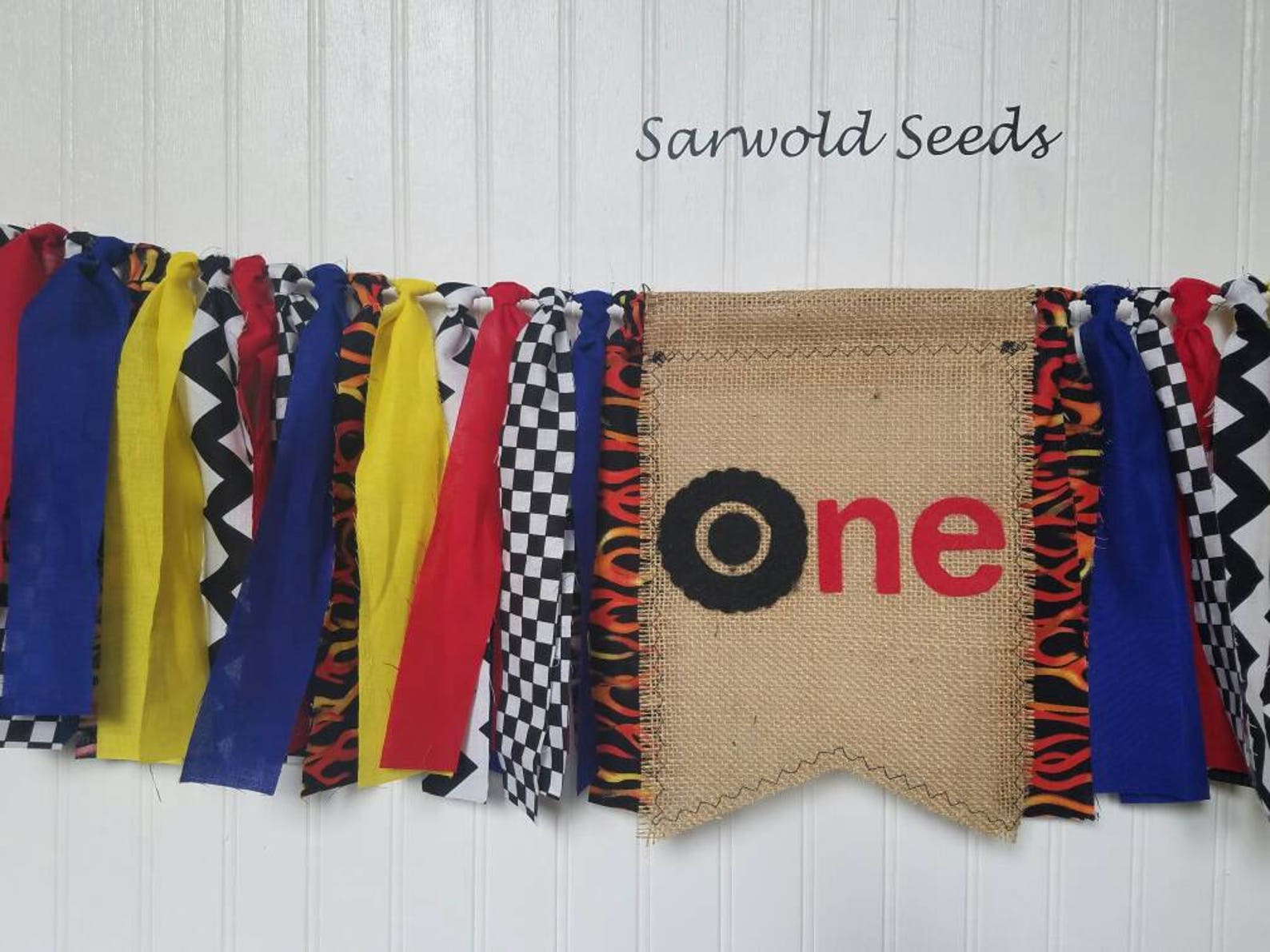 Race Car Fast One Monster Truck Fabric Banner Birthday - Etsy