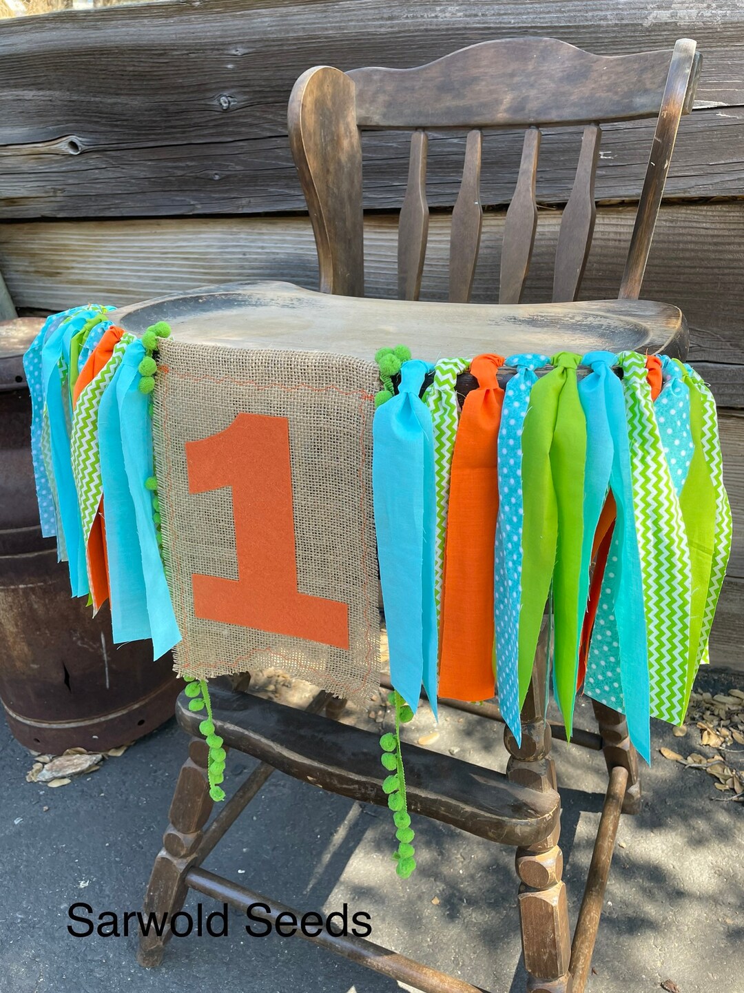 Guppies Fabric Banner, Lime Green, Aqua and Orange Fabric Banner, High ...