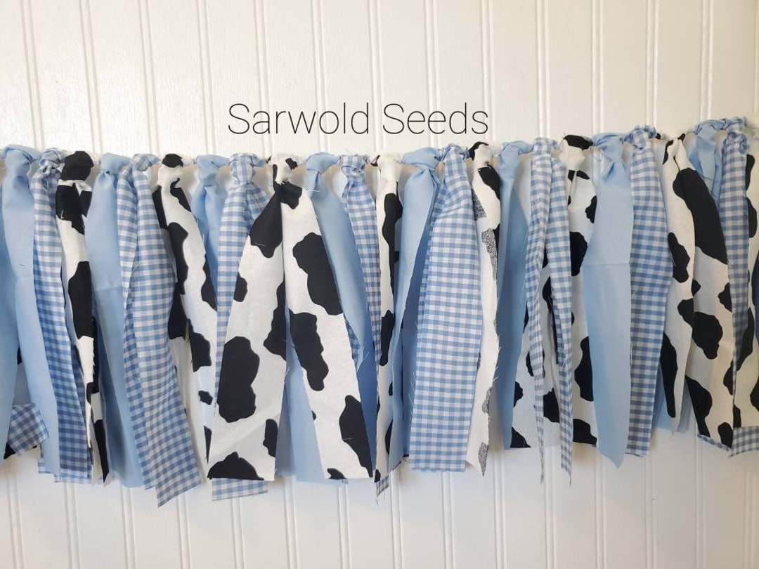 Blue Cow Birthday Banner, Holy Cow, I'm One High Chair Banner, Cowboy ...