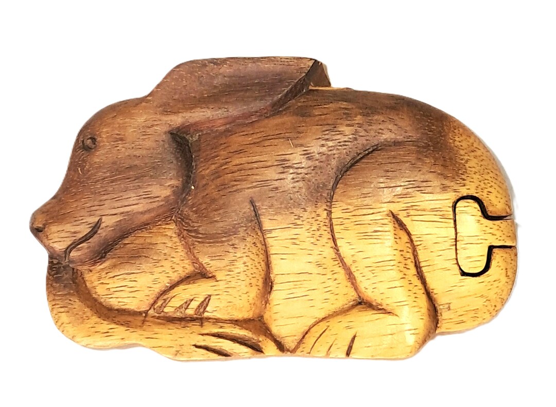 Bunny Rabbit Puzzle Jewelry Box, Wood Carving. - Etsy