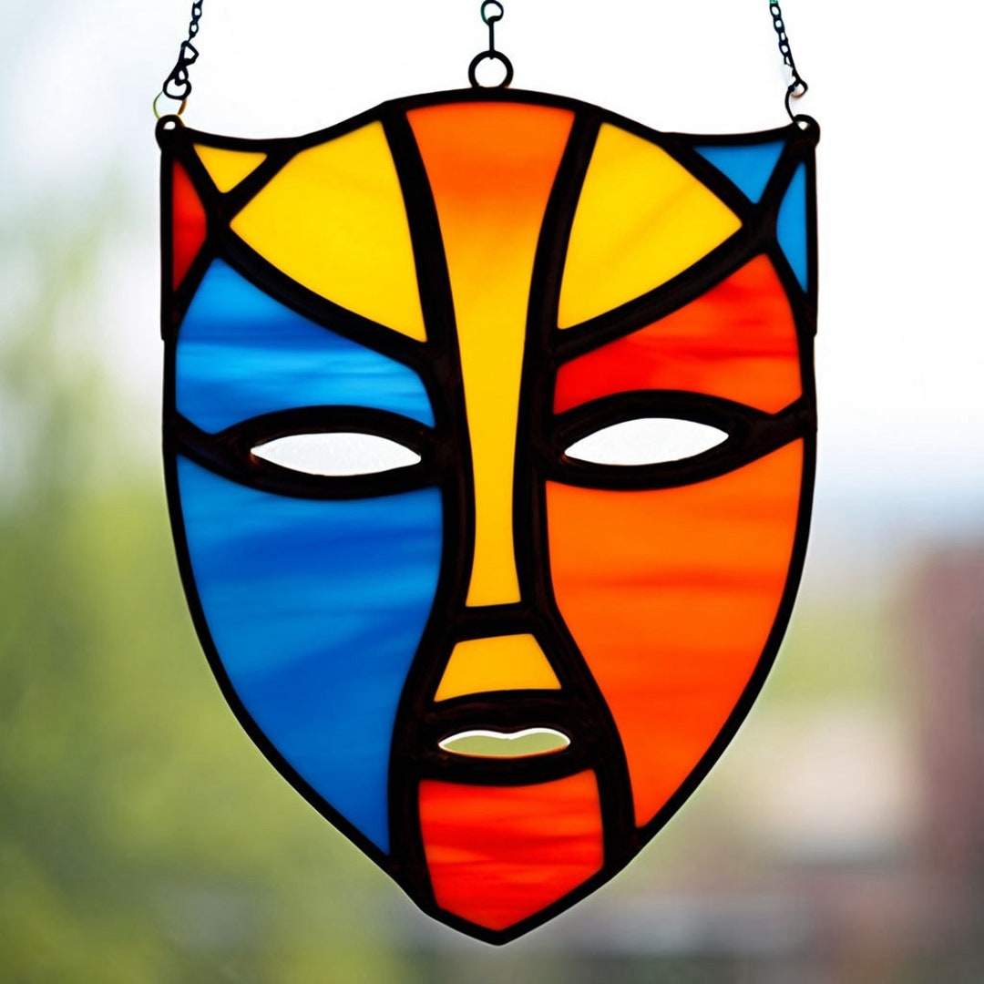 Theatre Mask Stained Glass Window Panel Hangings Windsor Rainbow ...