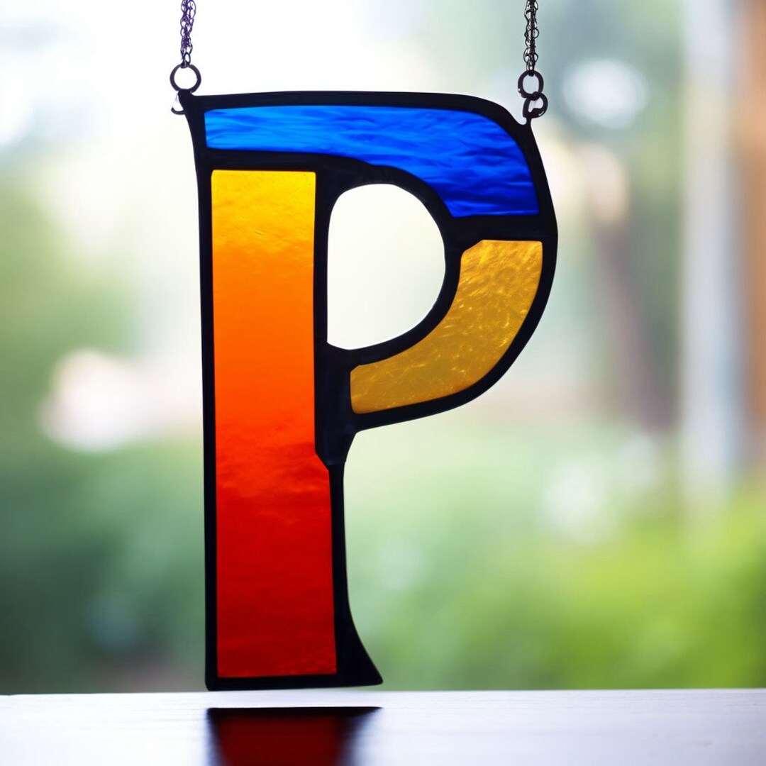 Alphabet Series Letter p Stained Glass Letters Suncatcher Colorful ...