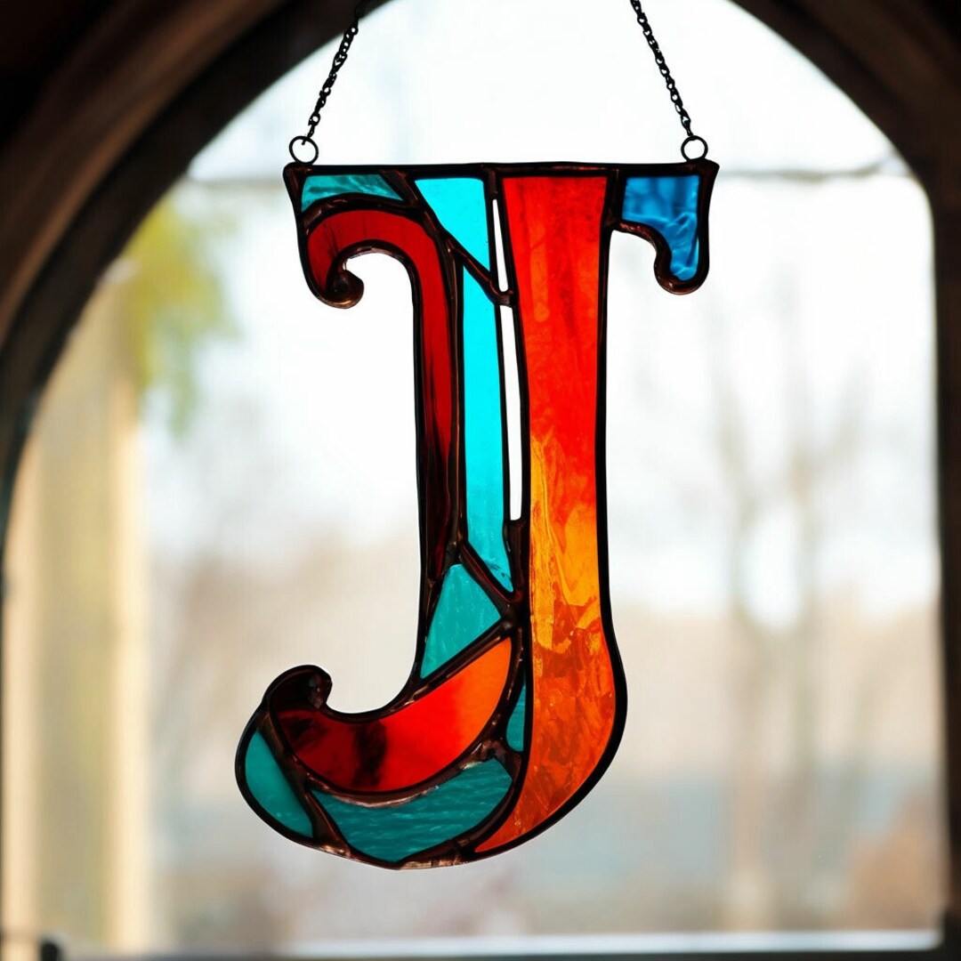 Alphabet Series Letter J Stained Glass Letters Suncatcher Colorful ...