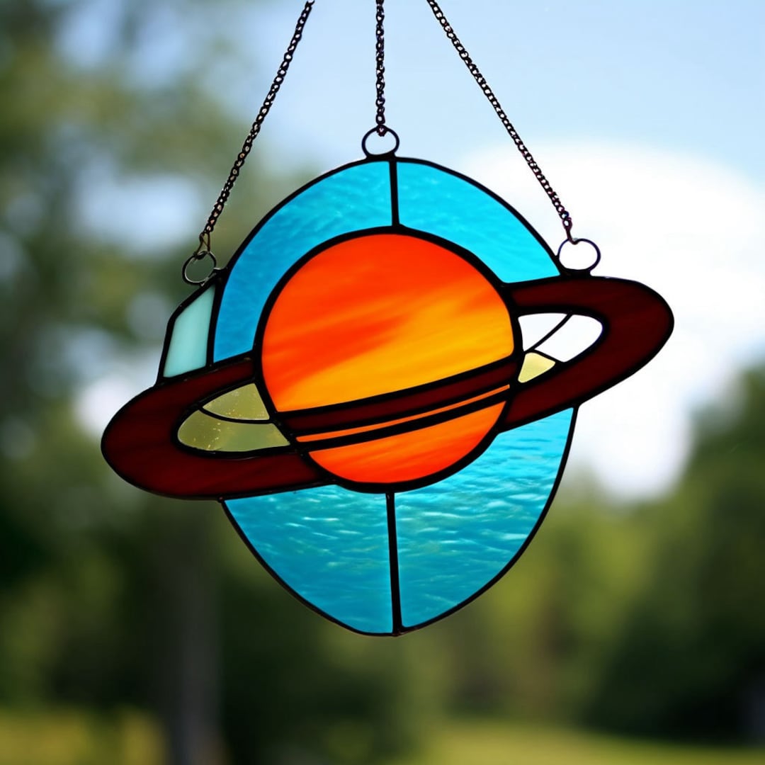 Stained Glass Sphere Space Mission Musings Planet Saturn Suncatcher ...