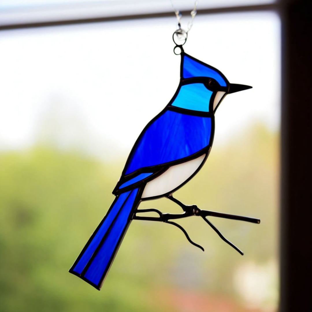 Little Bluebird Stained Glass Window Hanging Mothers Day Gifts Custom ...