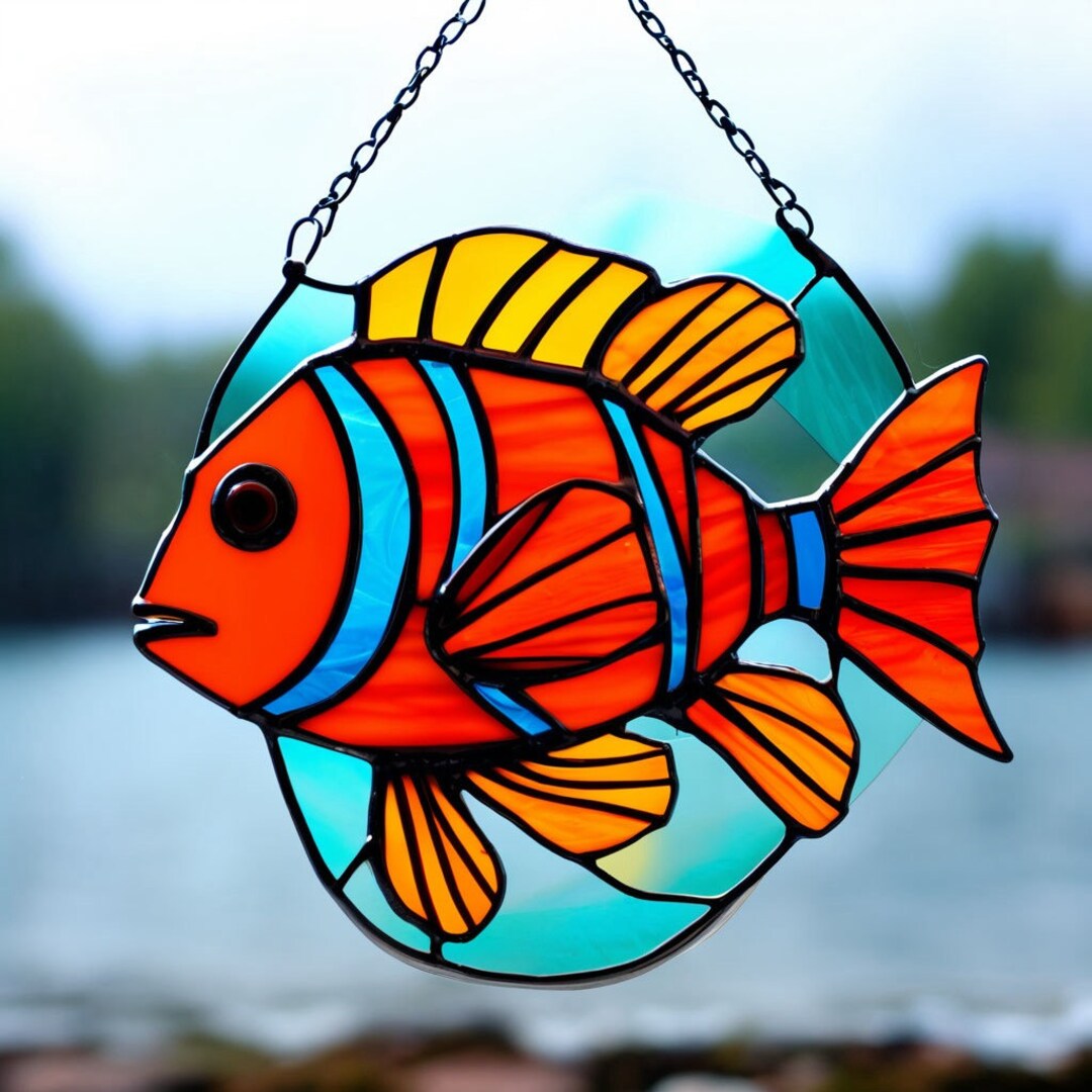 Tiffany Style Stained Glass Clown Fish Nemo Window Decor Suncatcher ...