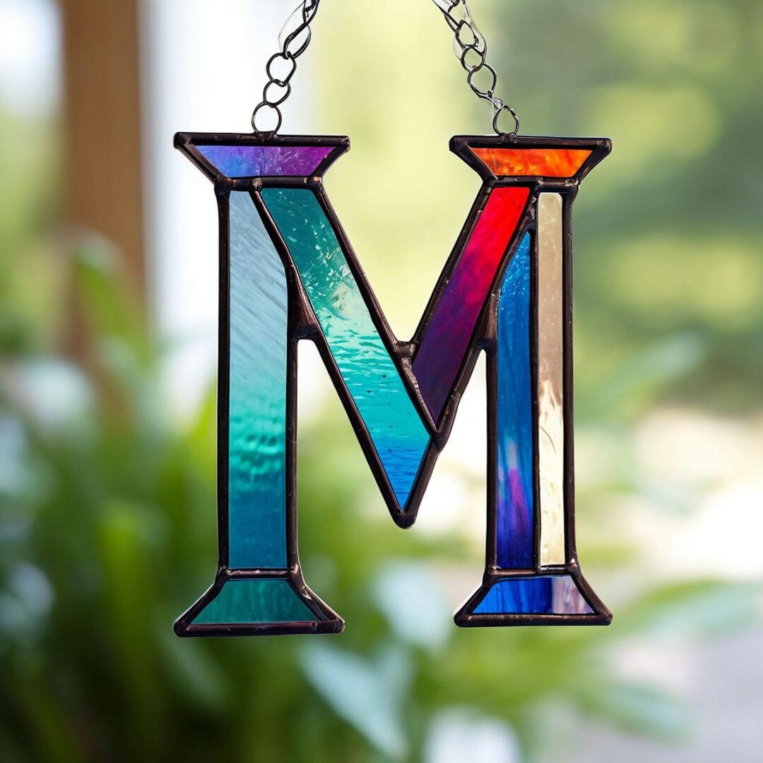 Alphabet Series Letter M Stained Glass Letters Suncatcher Colorful ...