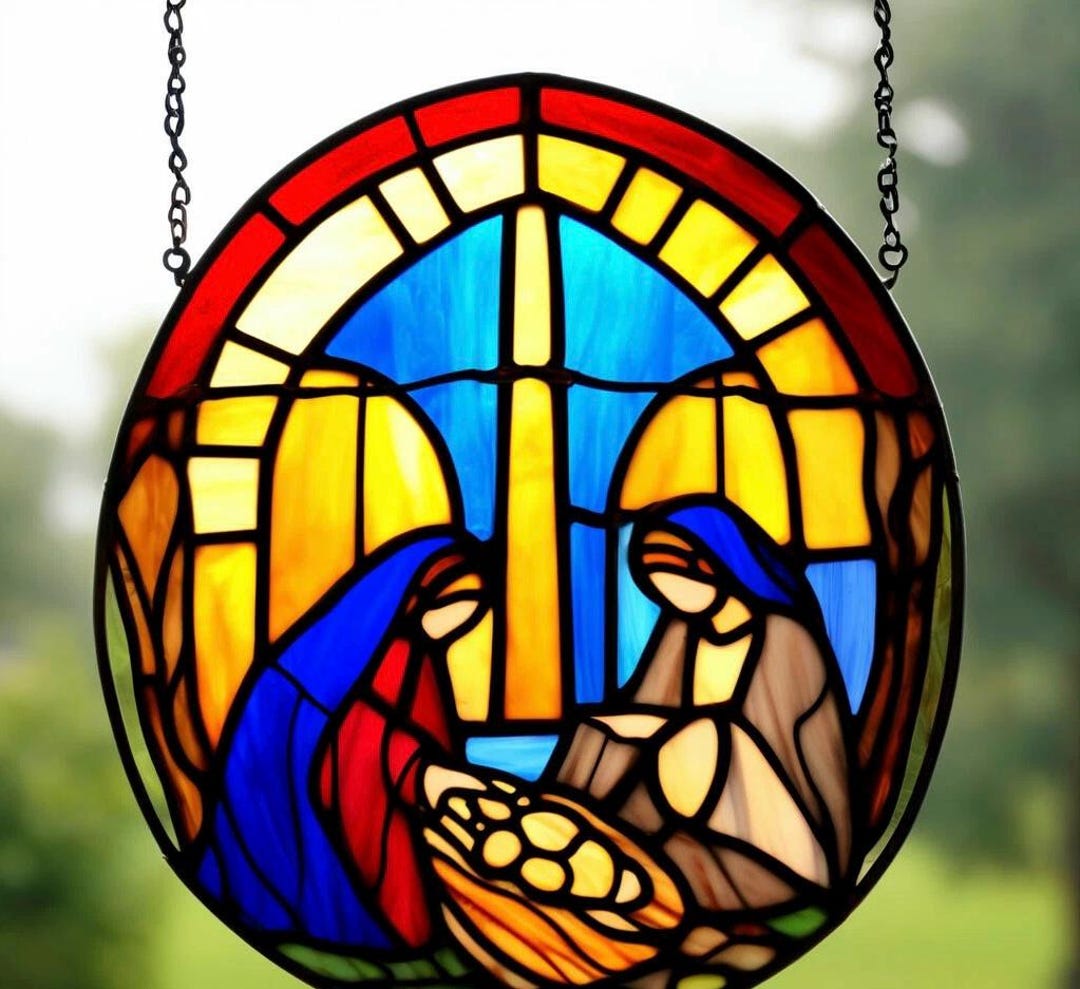 Stained Glass Nativity Holy Family Nativity Displays Glass Manger Scene ...