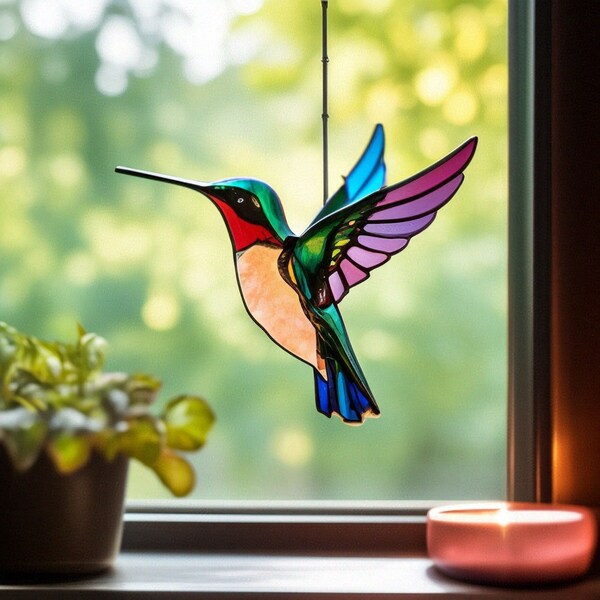 Stained Glass Hummingbird Suncatcher - Etsy