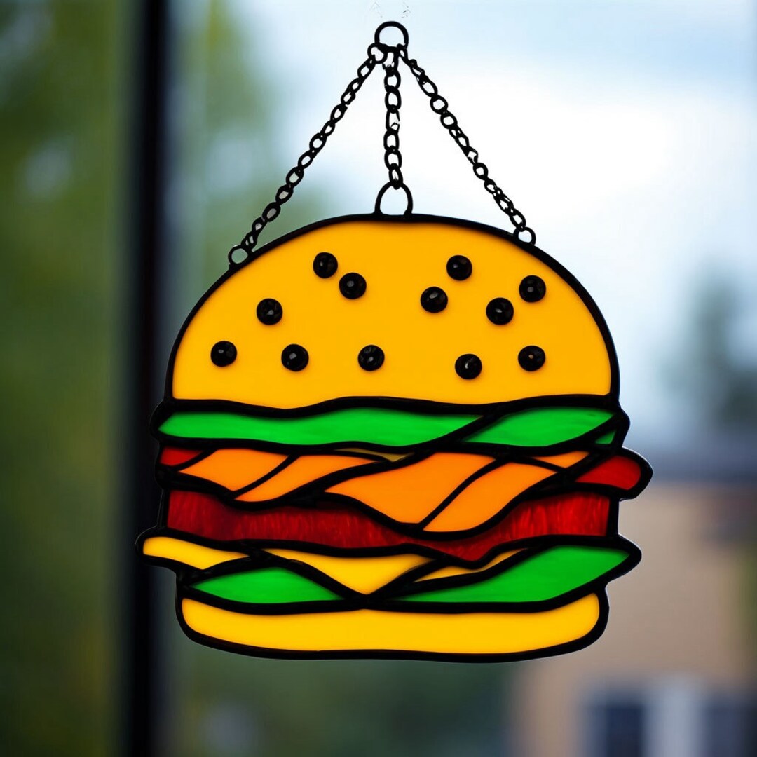 Cheeseburger Pop Art Stained Glass Burger Fast Food Cool Art Royale ...
