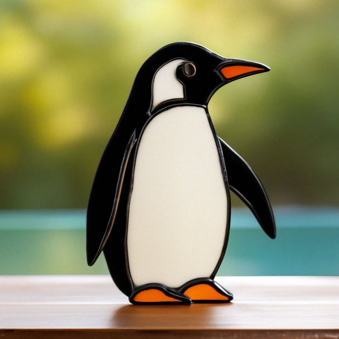Stained Glass Suncatcher Penguin Polar Vortex Perfect Gift Comical ...