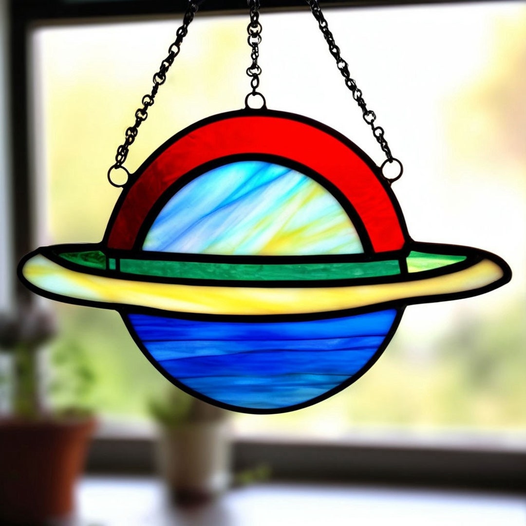 Stained Glass Sphere Space Mission Musings Planet Saturn Suncatcher ...