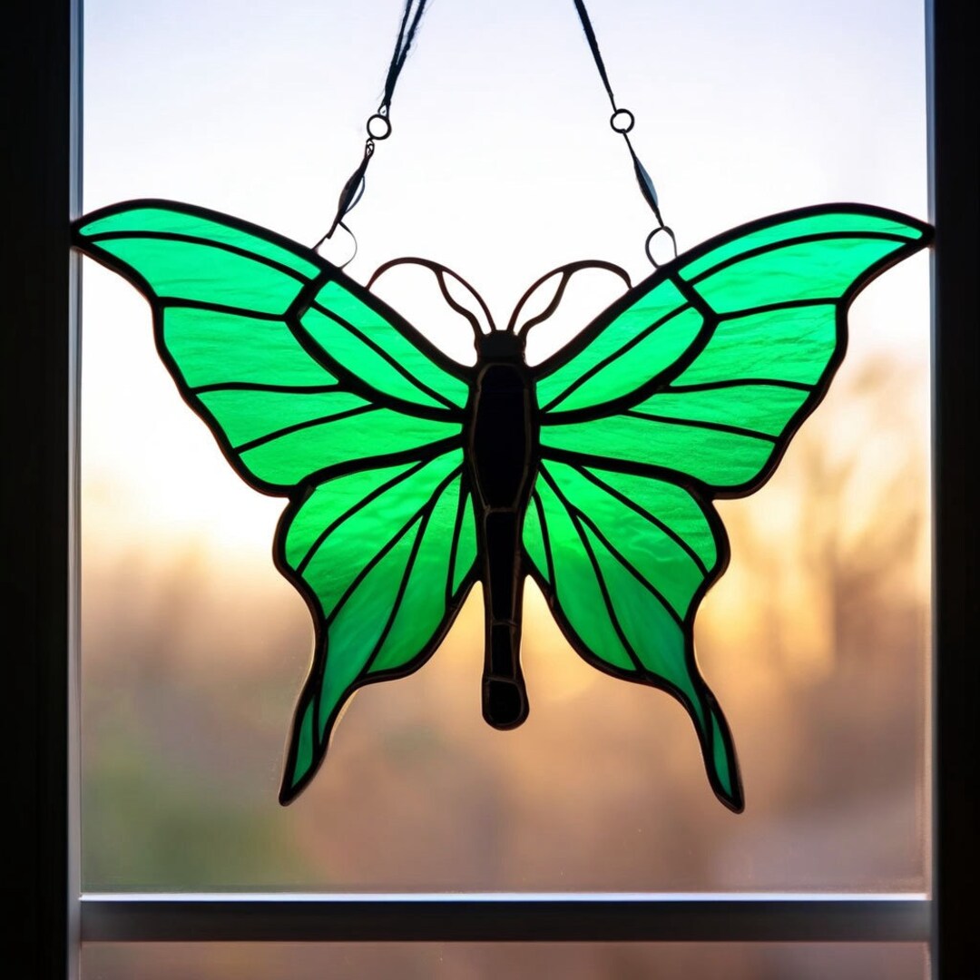 Luna Moths Stained Glass Wildlife Art Window Panel Gifts for Her ...