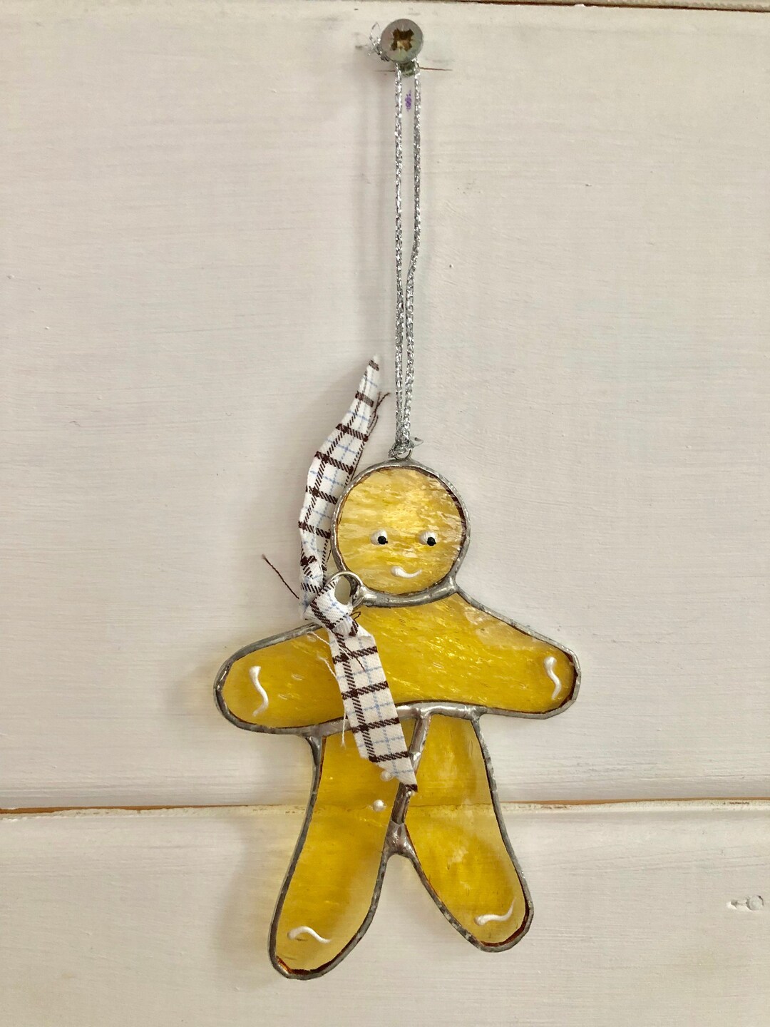 Stained Glass Gingerbread Man Sweet Garden Decor Figurine Suncatcher ...