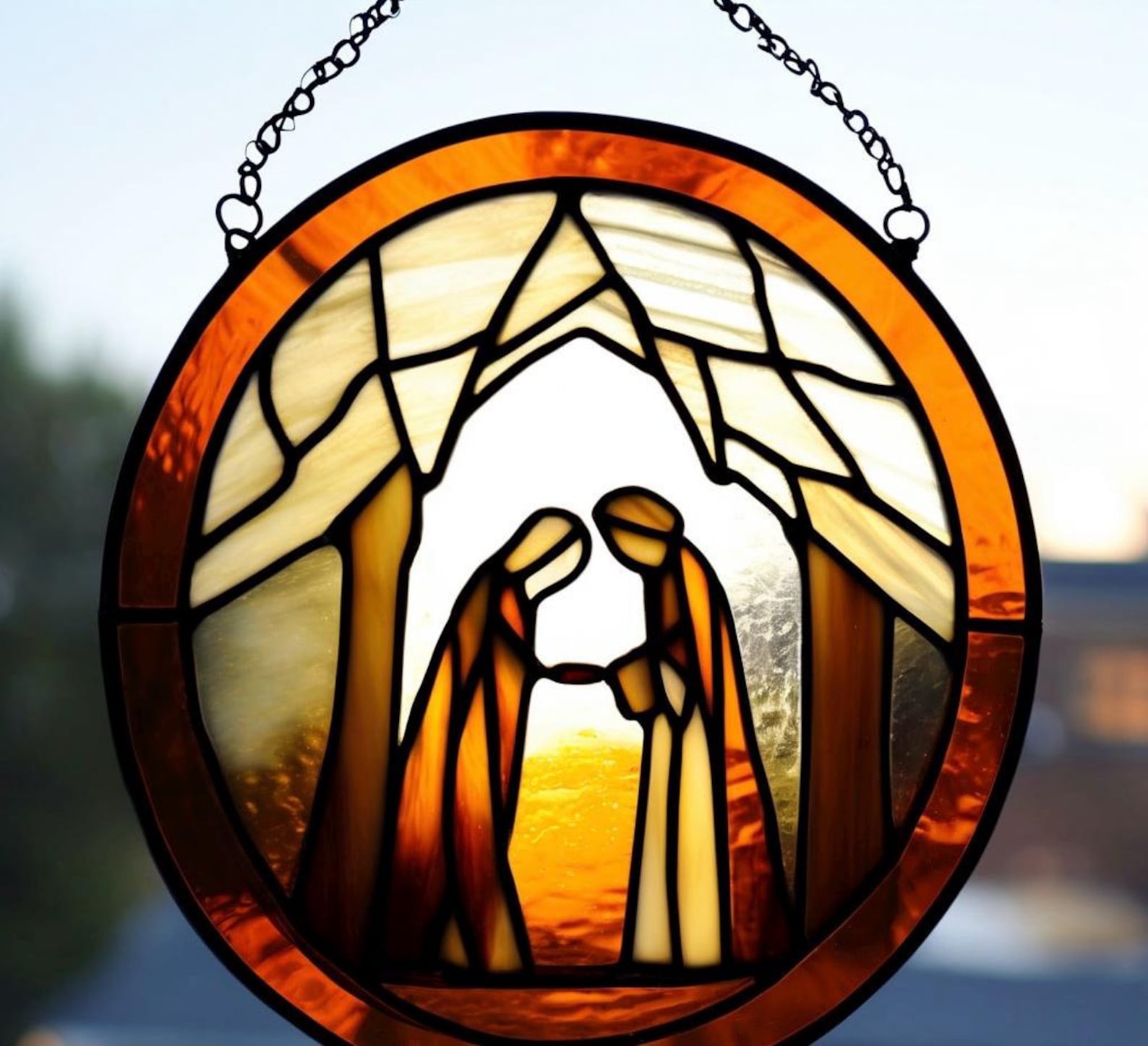 Stained Glass Nativity Holy Family Nativity Displays Glass Manger Scene ...