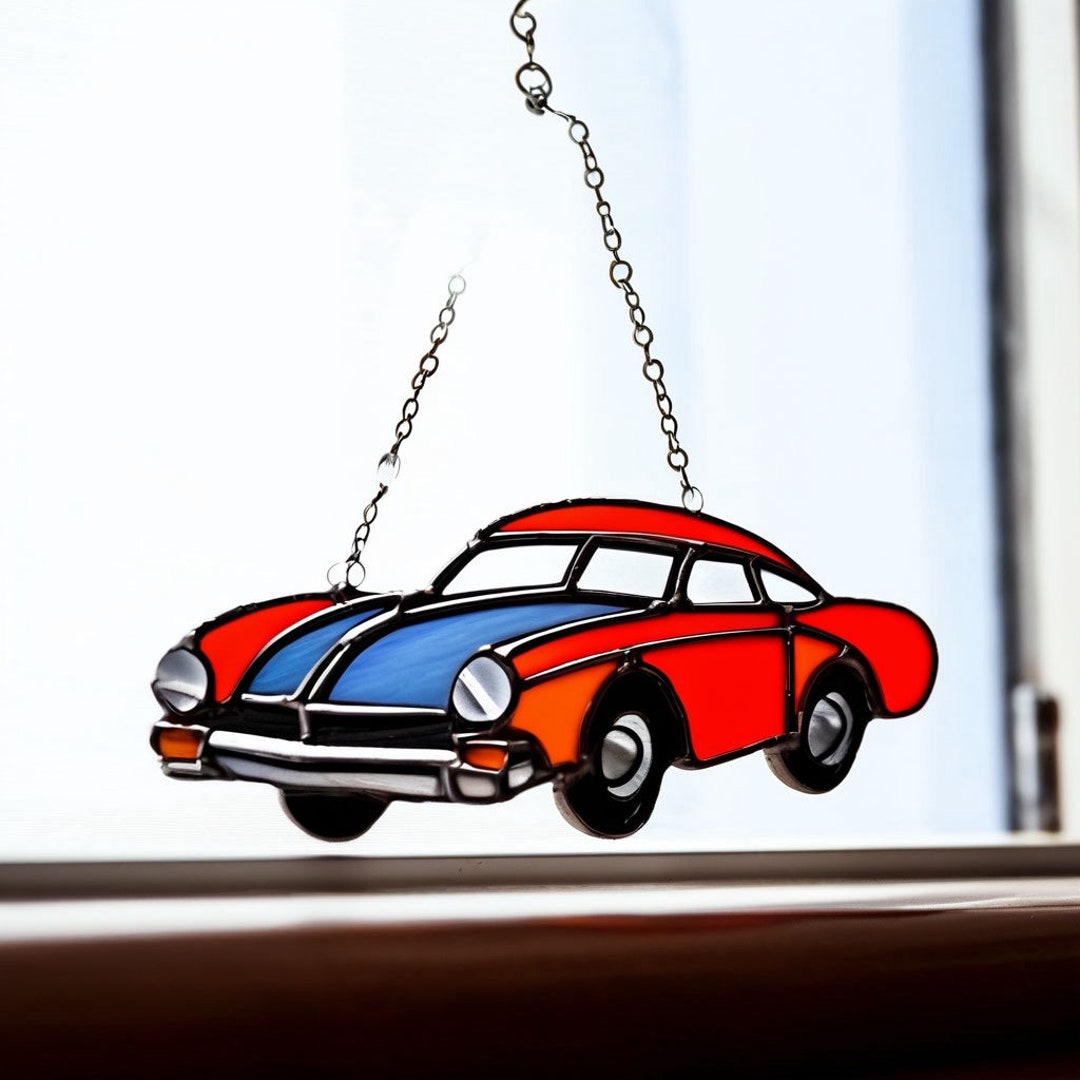 Stained Glass Classic Retro Car Toy Vintage Car Decorative Adirondack ...