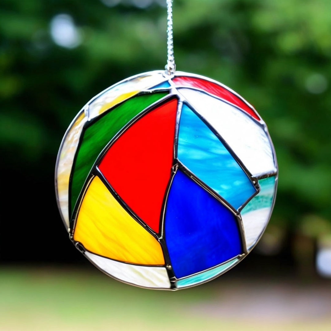 Football Ball Soccer Ball Stained Glass Ball Activities Coach Gift ...