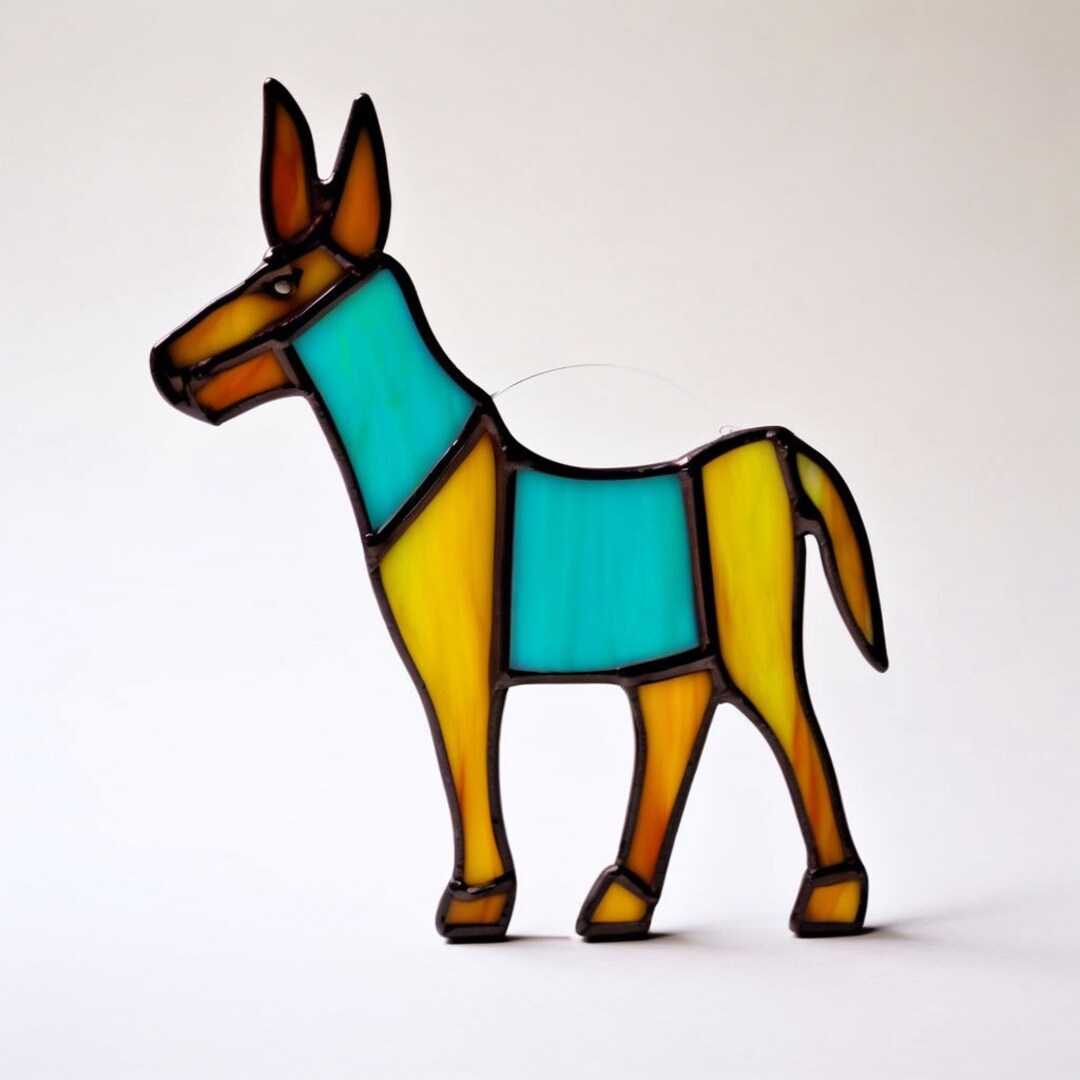Cheerful Donkey Stained Glass Funny Wall Art Sign Animal Farm Barn ...