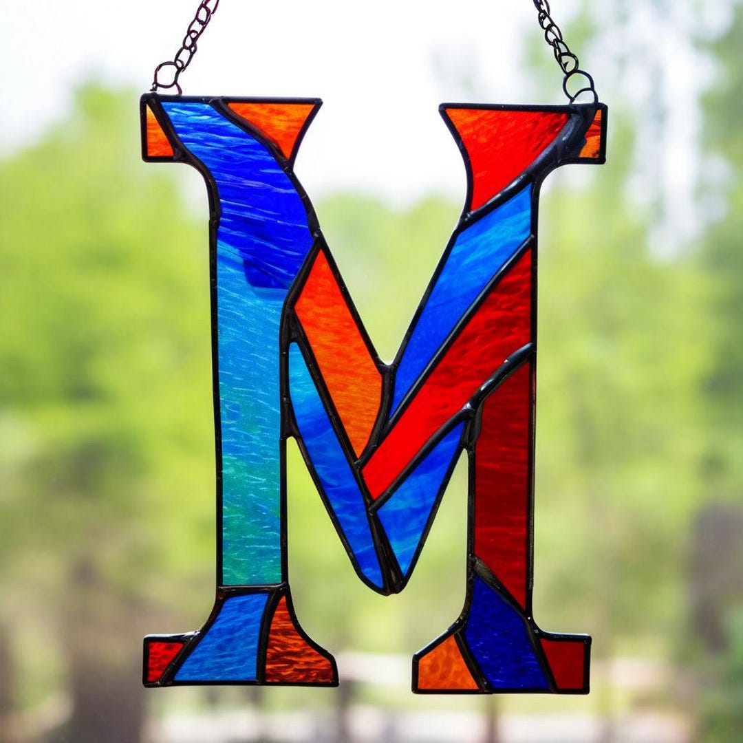Alphabet Series Letter M Stained Glass Letters Suncatcher Colorful ...