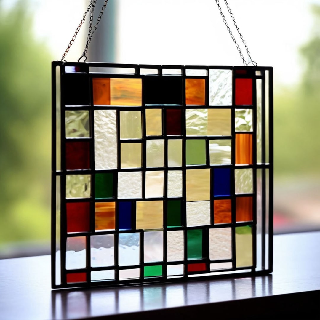 Chess Stained Glass Board Handmade Unique Colorfull Panel Trad Tat ...