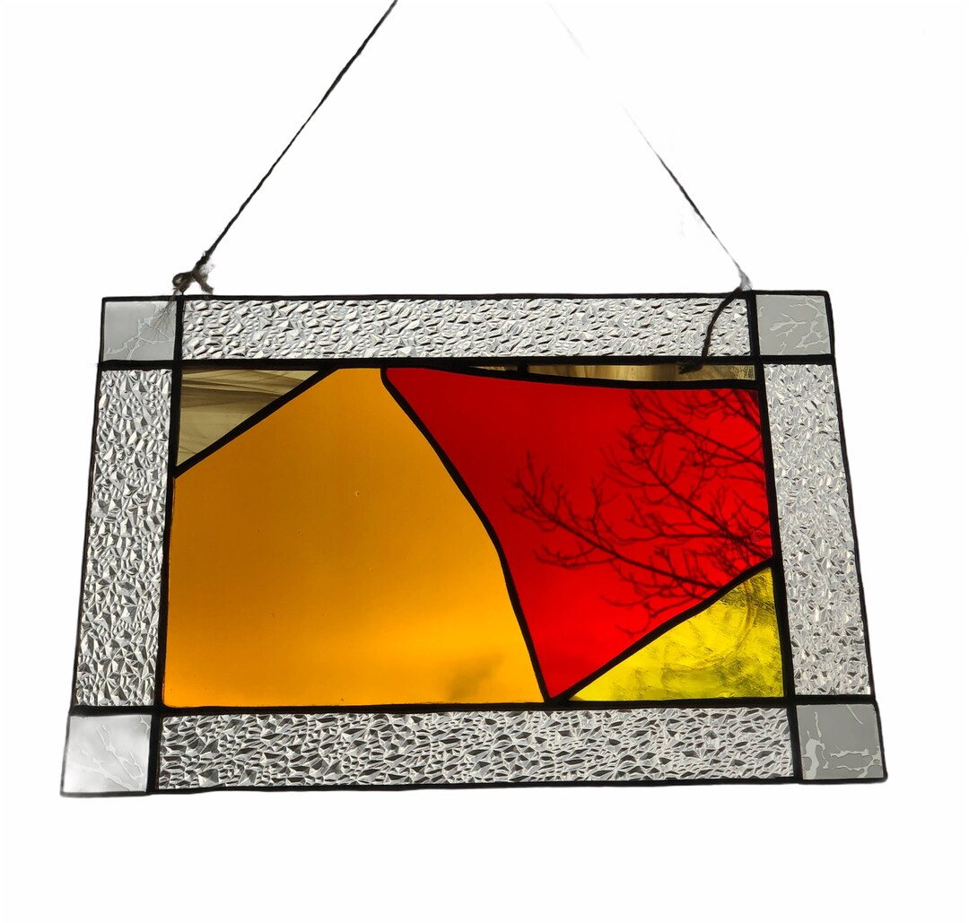 Custom Stained Glass Rectangular Panel Christmas Suncatcher Window ...