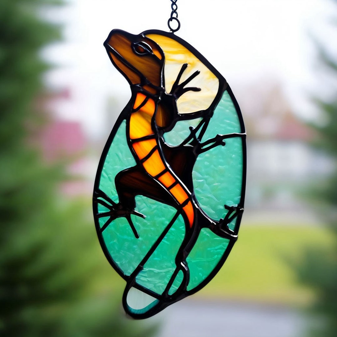 Lizard Stained Glass Suncatcher Reptiles Decor Lizard Lover Gift ...