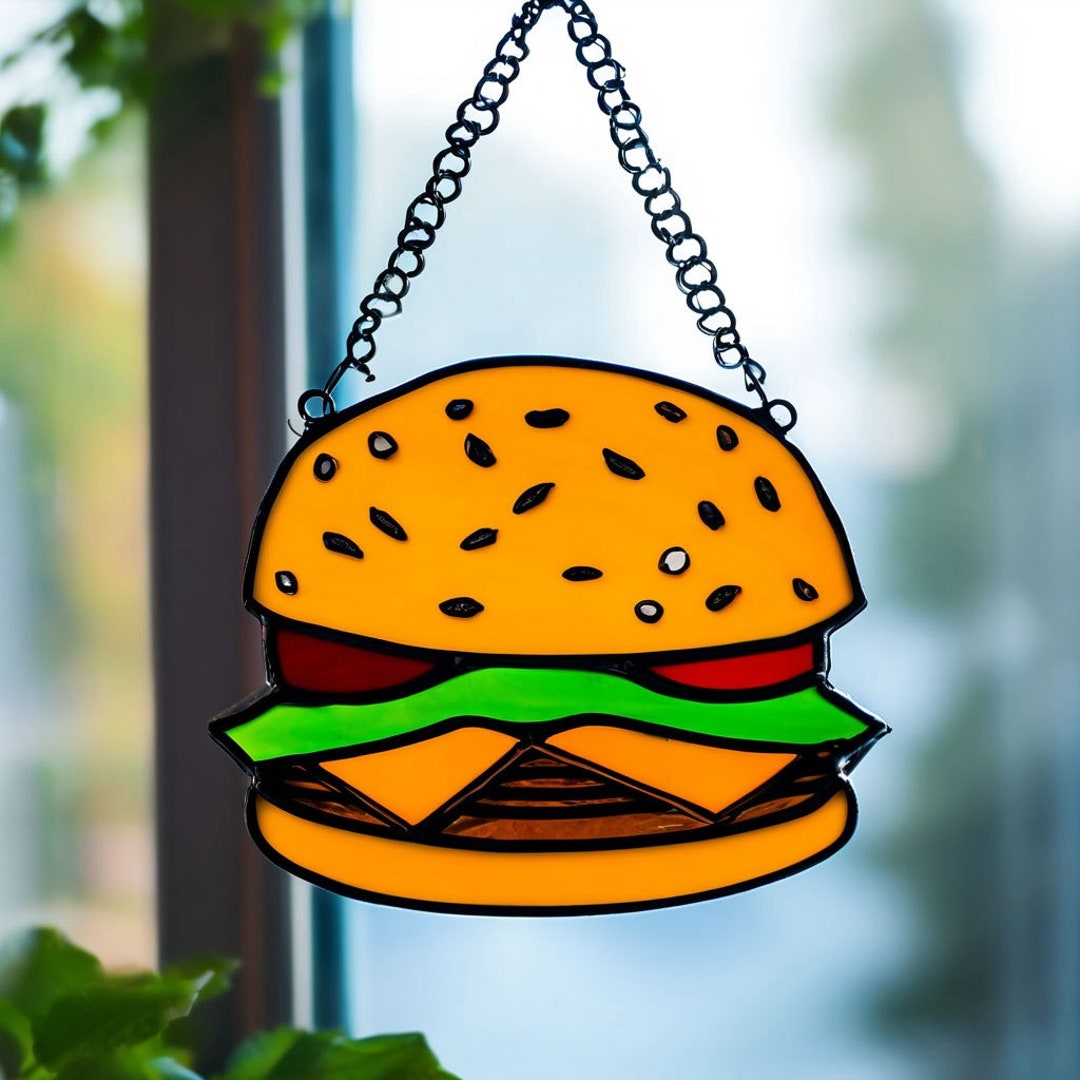 Cheeseburger Pop Art Stained Glass Burger Fast Food Cool Art Royale ...