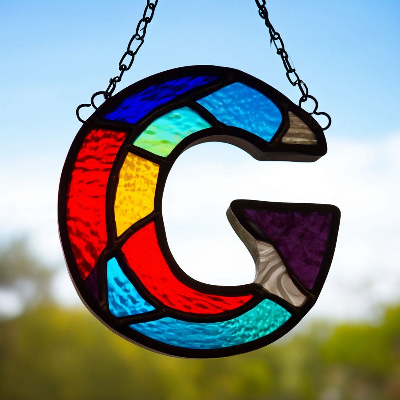 Alphabet Series Letter G Stained Glass Letters Suncatcher Colorful ...