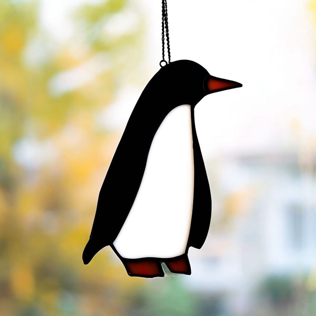Stained Glass Suncatcher Penguin Polar Vortex Perfect Gift Comical ...