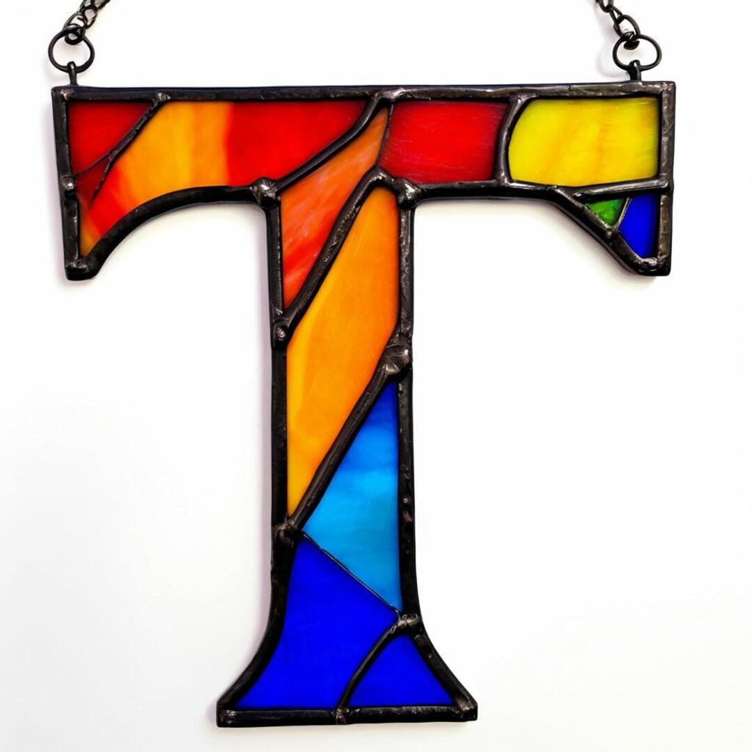 Alphabet Series Letter T Stained Glass Letters Suncatcher Colorful ...