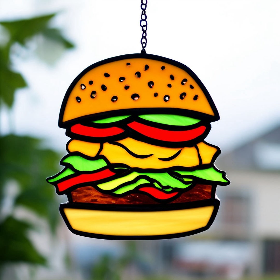 Cheeseburger Pop Art Stained Glass Burger Fast Food Cool Art Royale ...