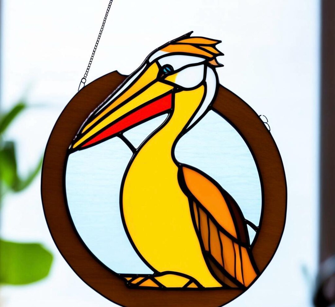 Handmade Custom Pelican Beach Theme Stained Glass Gift Sand Vacation ...