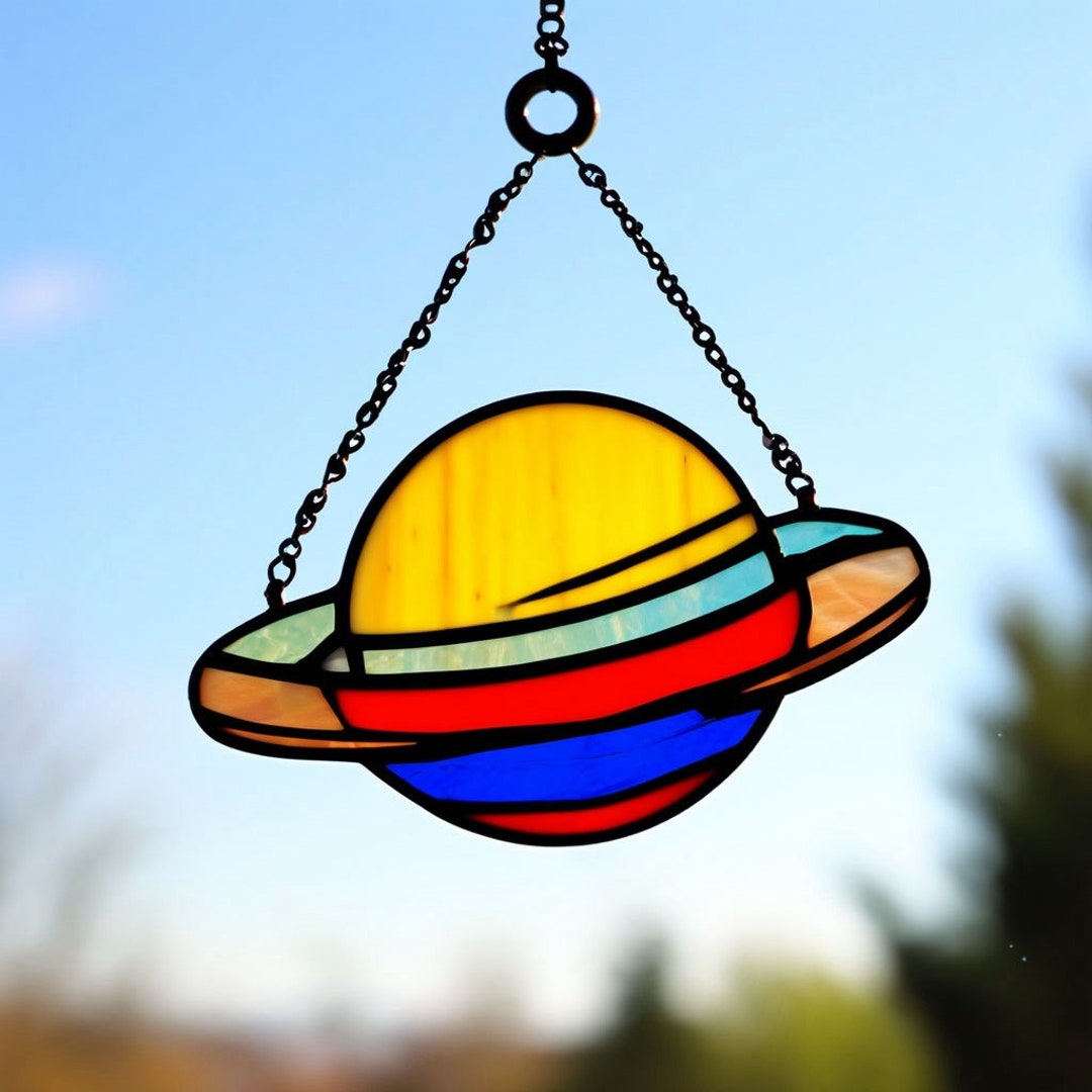 Stained Glass Sphere Space Mission Musings Planet Saturn Suncatcher ...