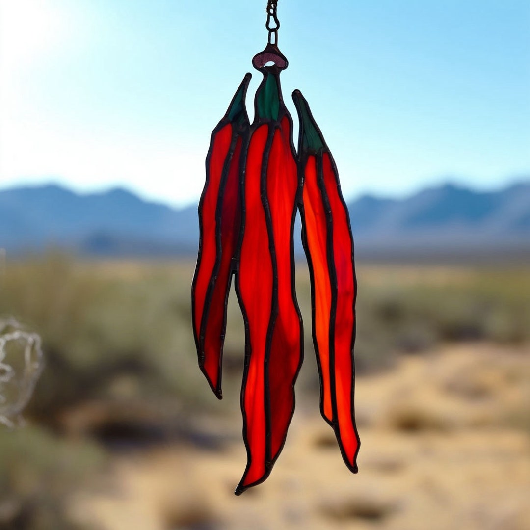 Stained Glass Peppers Pepperoni Long Leguminous Suncatcher Dried Pepper ...
