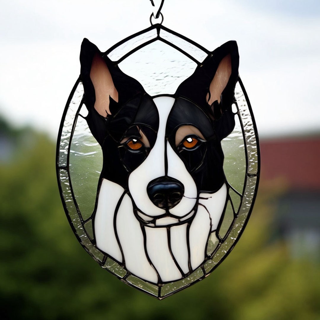Custom Stained Glass Suncatcher, Dog Decorative Window Panel Australian ...