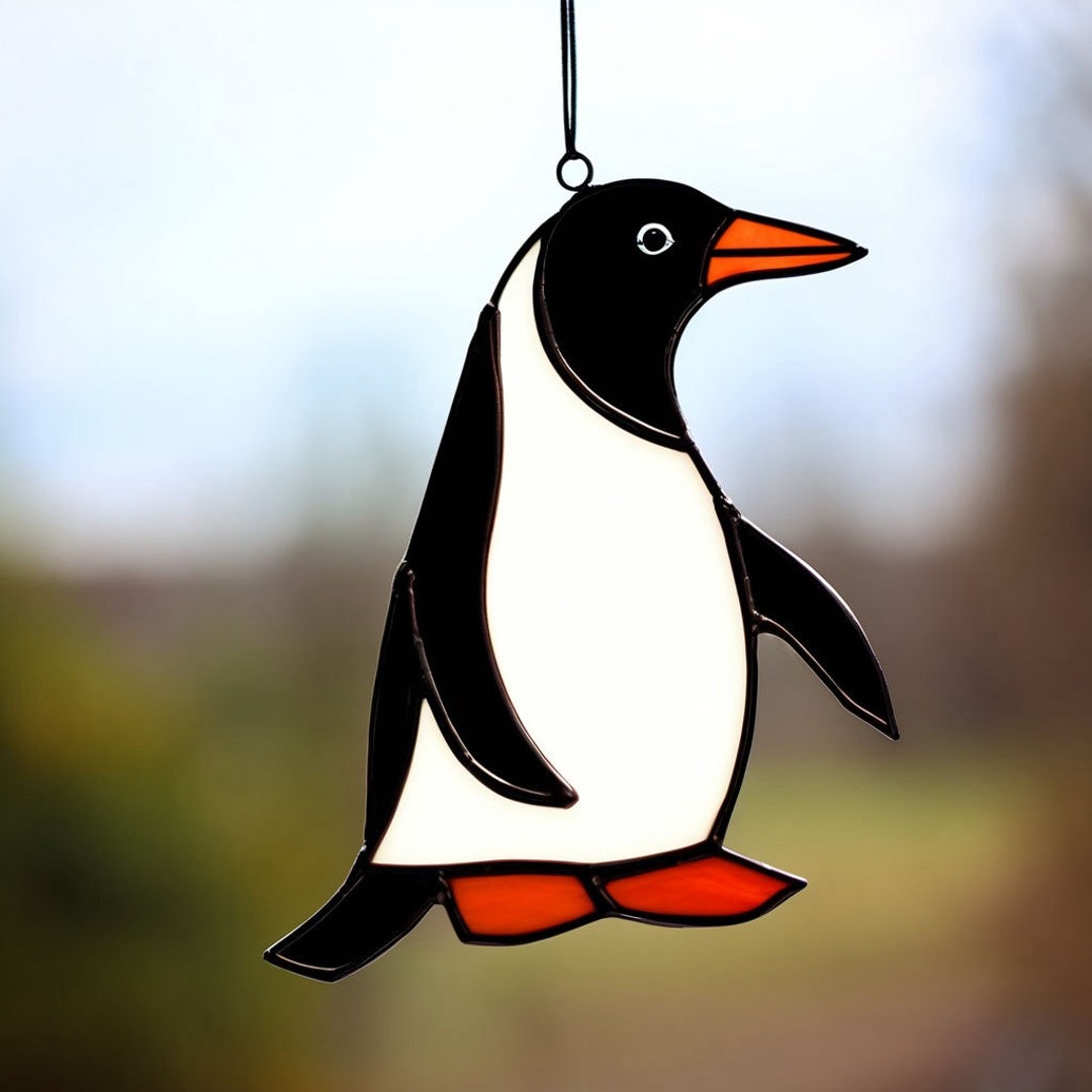 Stained Glass Suncatcher Penguin Polar Vortex Perfect Gift Comical ...