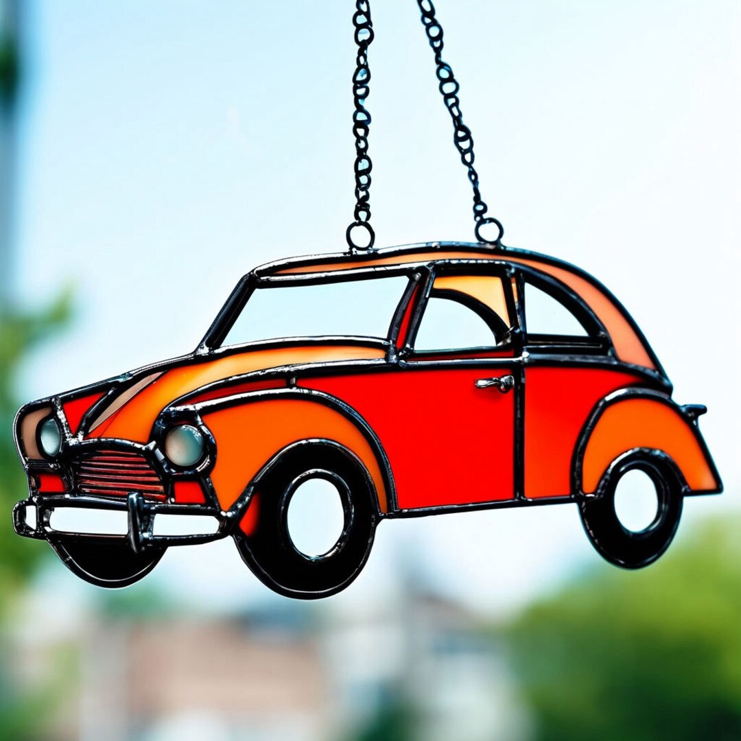 Stained Glass Classic Retro Car Toy Vintage Car Decorative Adirondack ...