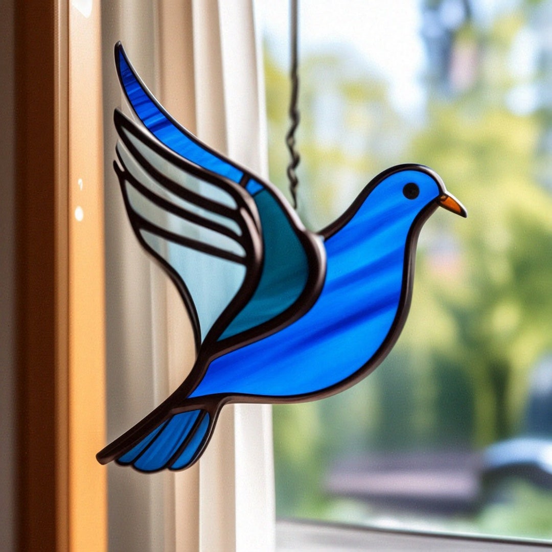 Pigeon Window Suncatcher Garden Birds Bird Lover Gift Custom Stained ...