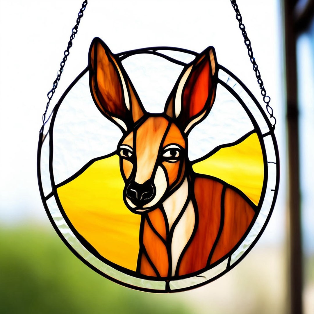 Wallaby Suncatcher Window Joey Stain Glass Baby Kangaroo Gifts for ...