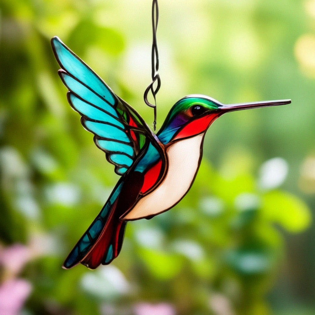 Stained Glass Hummingbird Suncatcher Window Hangings Home and Garden ...