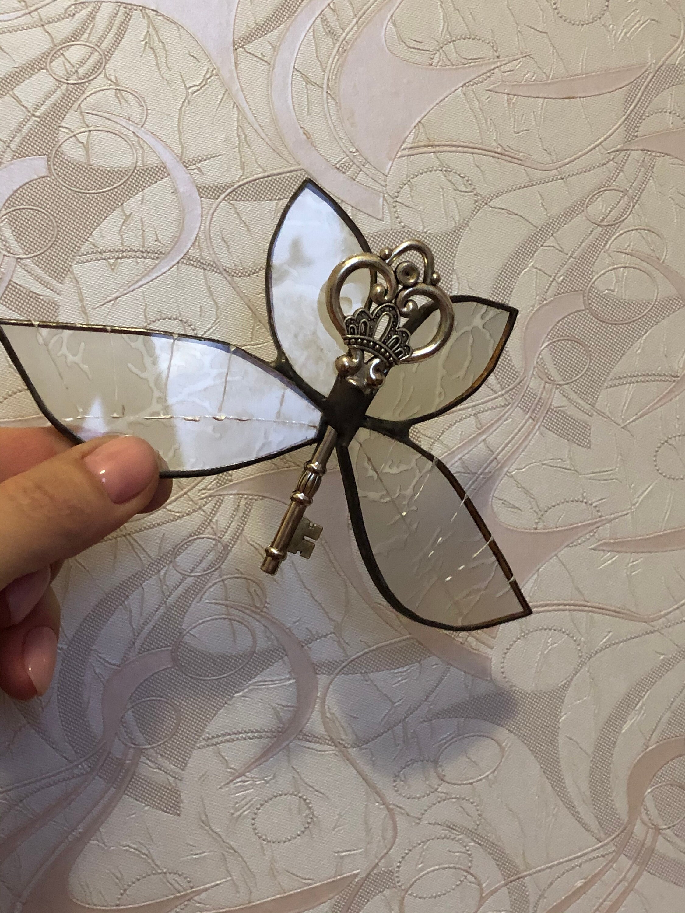 Stained Glass Floating Keys Suncatcher Winged Flying Keys | Etsy