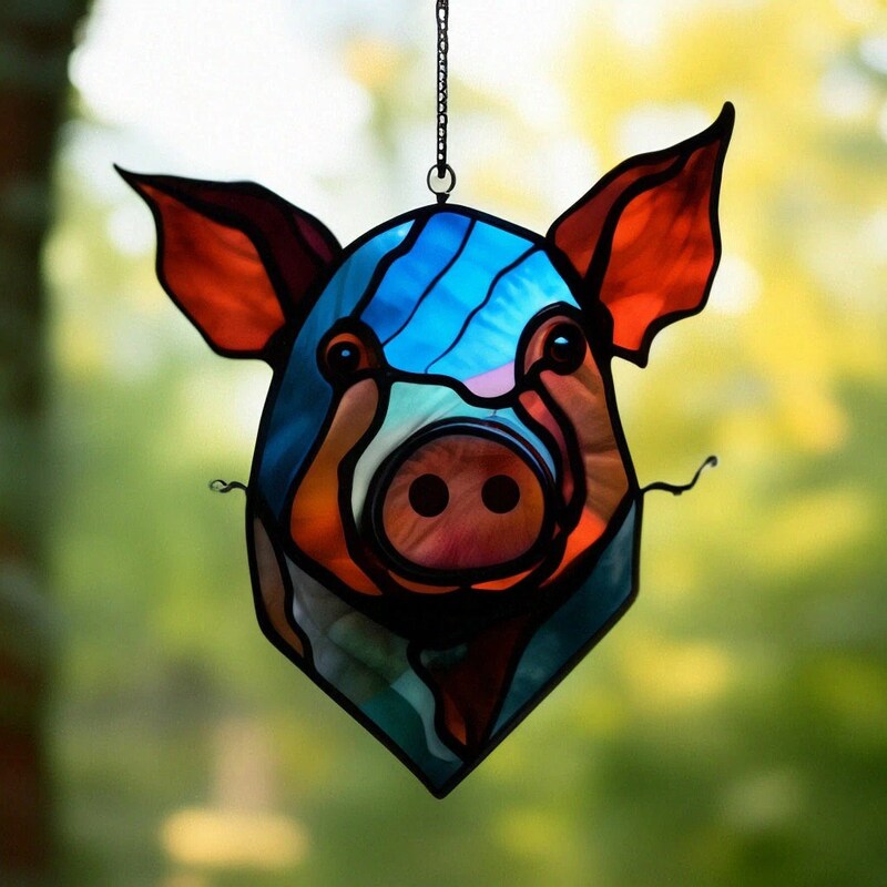 Stained Glass Pig - Etsy