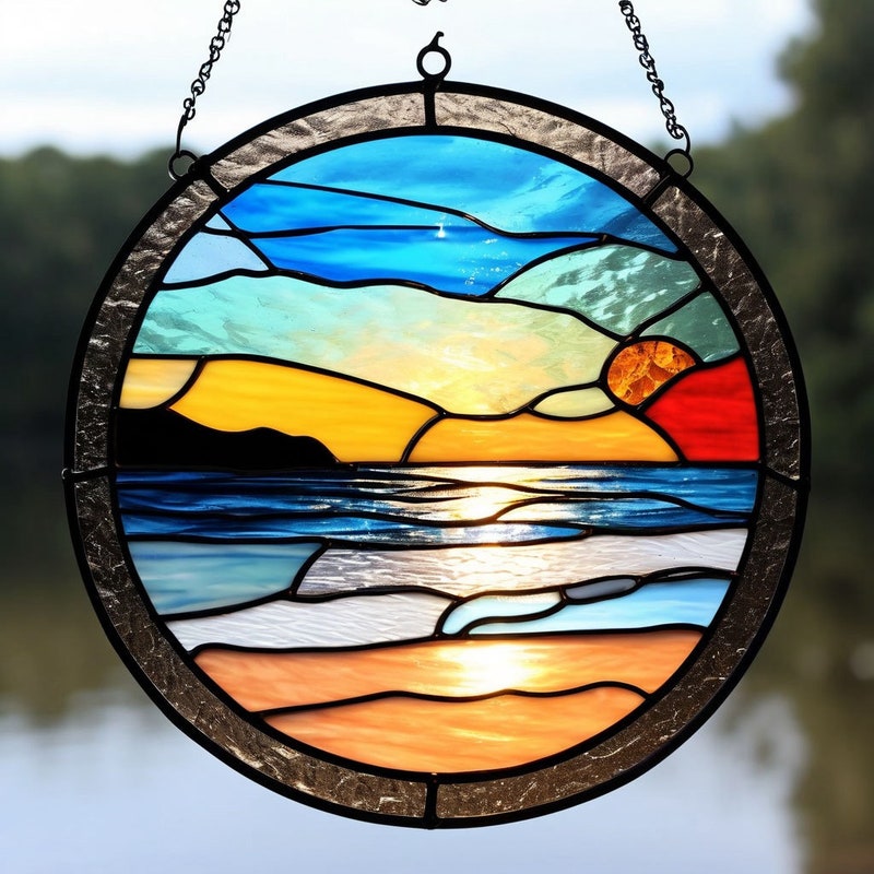 Stain Glass Panel Sunset - Etsy