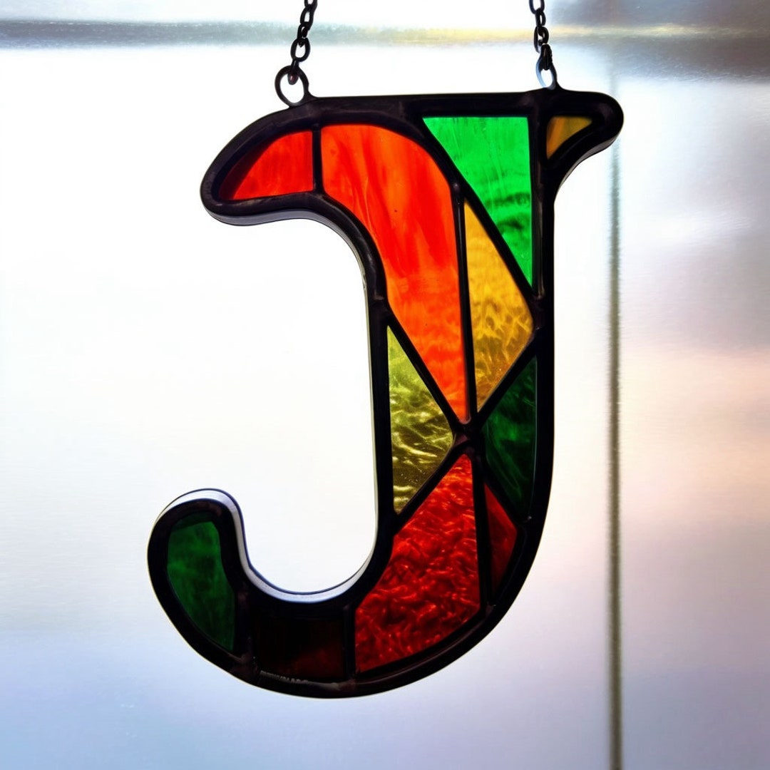 Alphabet Series Letter J Stained Glass Letters Suncatcher Colorful ...