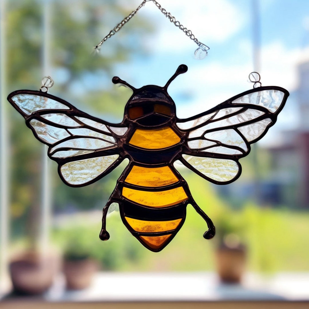 Stained Glass Busy Bumble Bee Suncatcher Honeybee Manchester Bee ...